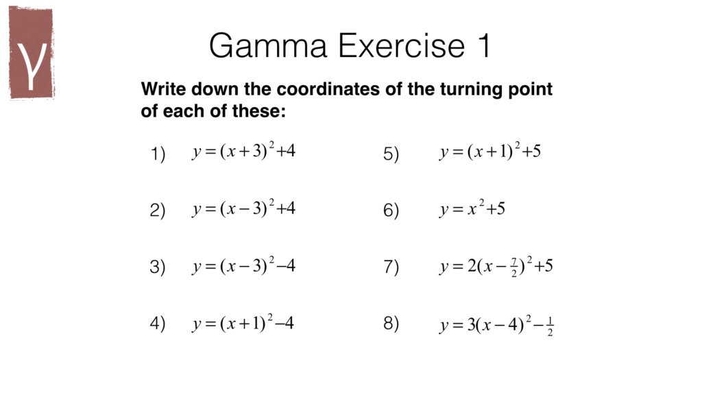 A11b – Identifying turning points of quadratic functions by completing ...