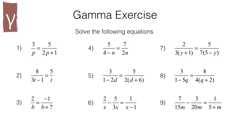 A17b – Solving linear equations in one unknown algebraically where the ...