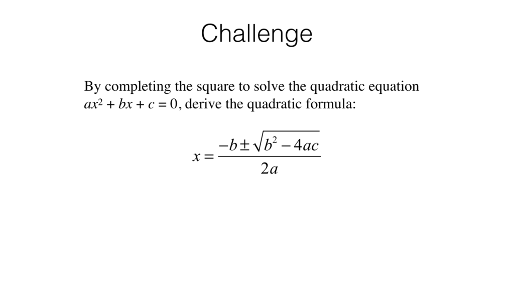 A18b – Solving quadratic equations by completing the square – BossMaths.com