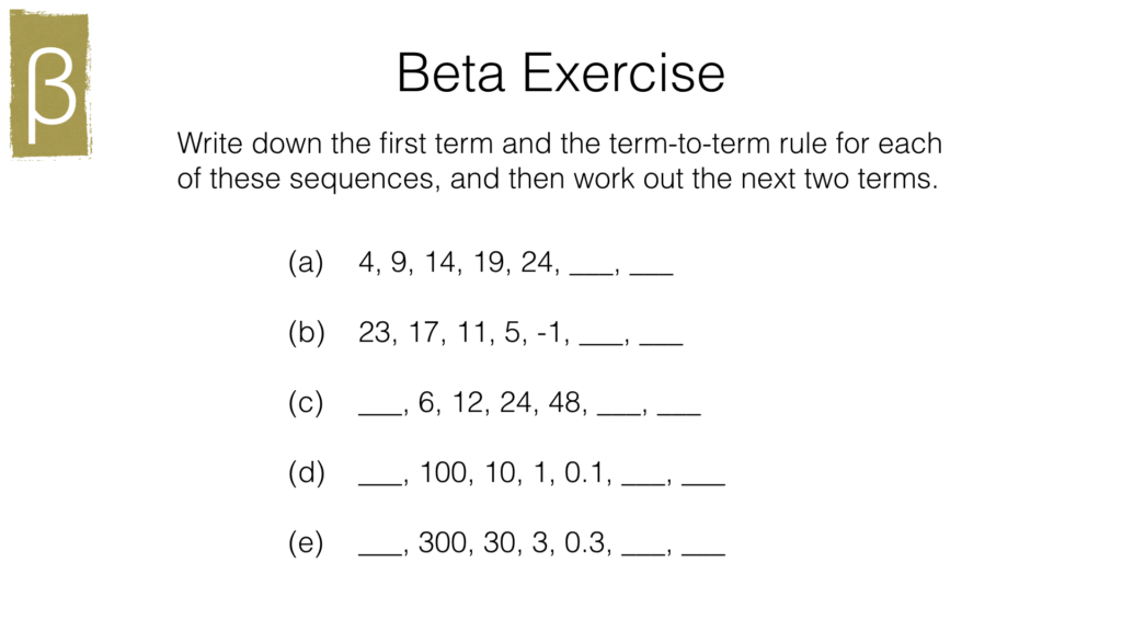 A23a – Generating terms of a sequence from either a term-to-term or a position-to-term rule ...