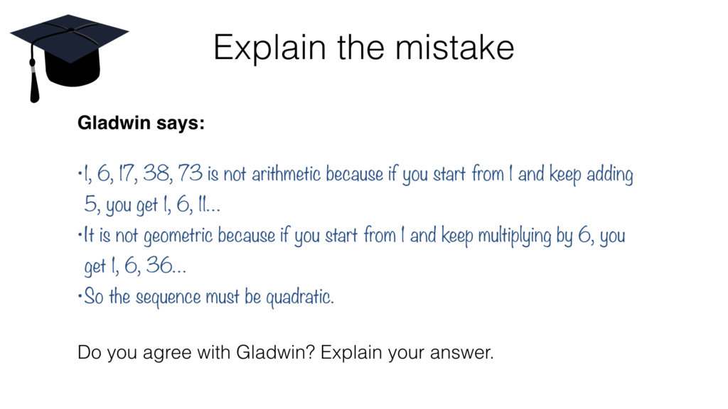 A24b – Recognising arithmetic, geometric and quadratic sequences – BossMaths.com