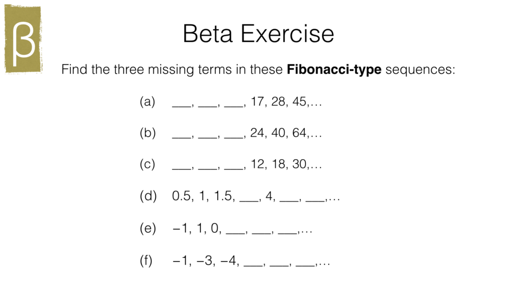 A24c – Recognising and using Fibonacci type sequences – BossMaths.com