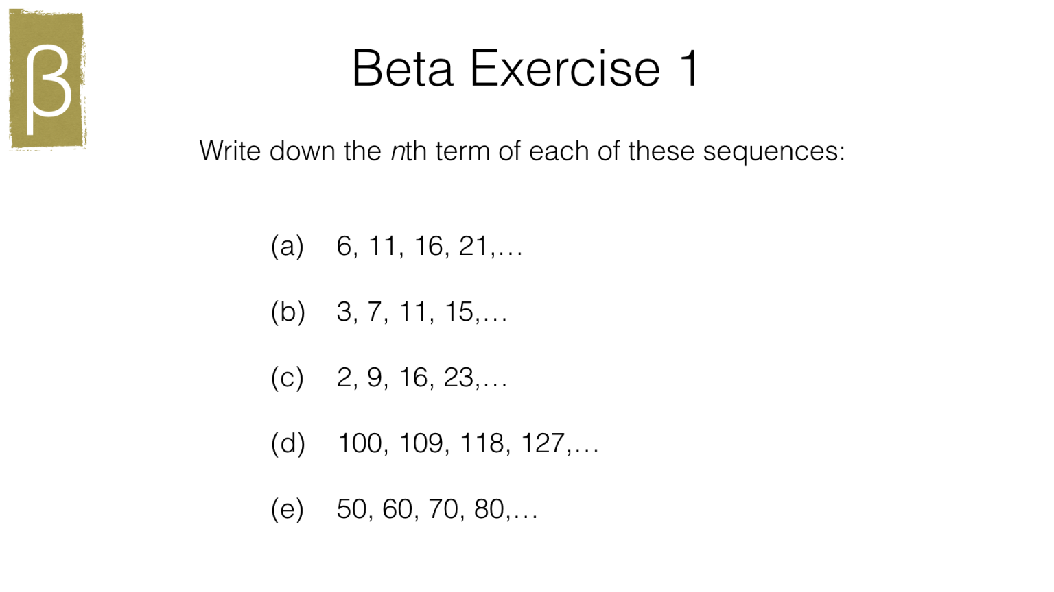 A25a – Finding the nth term of a linear sequence – BossMaths.com