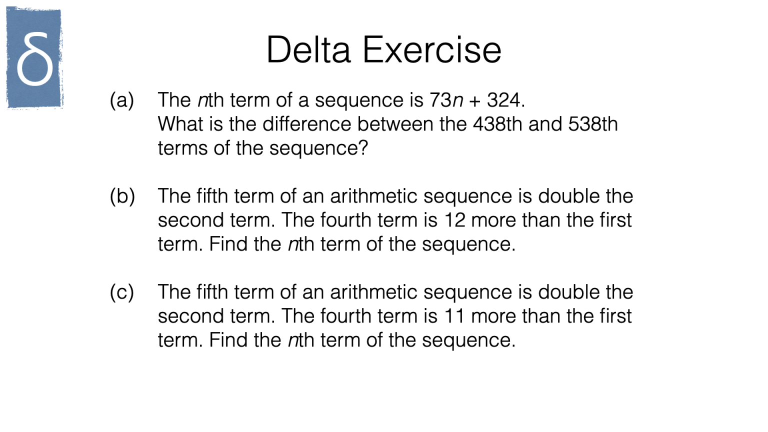 A25a – Finding the nth term of a linear sequence – BossMaths.com