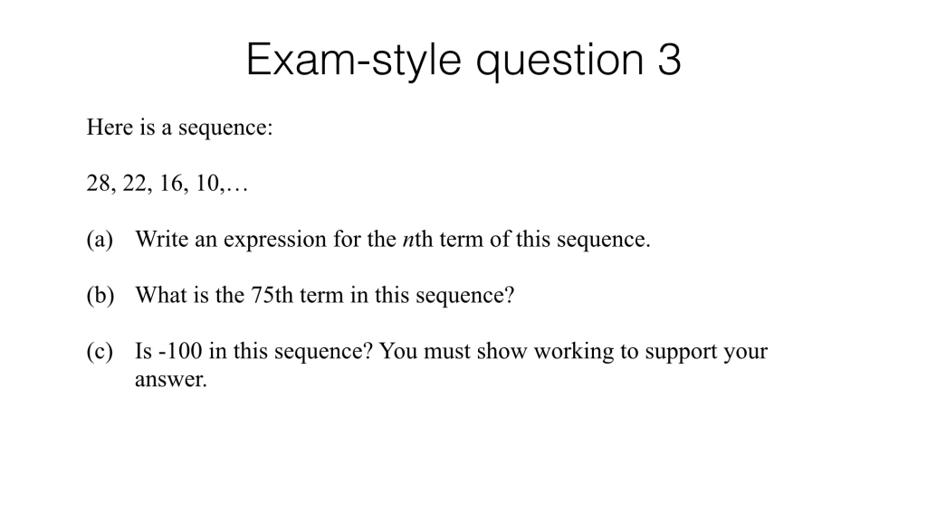 A25a – Finding the nth term of a linear sequence – BossMaths.com