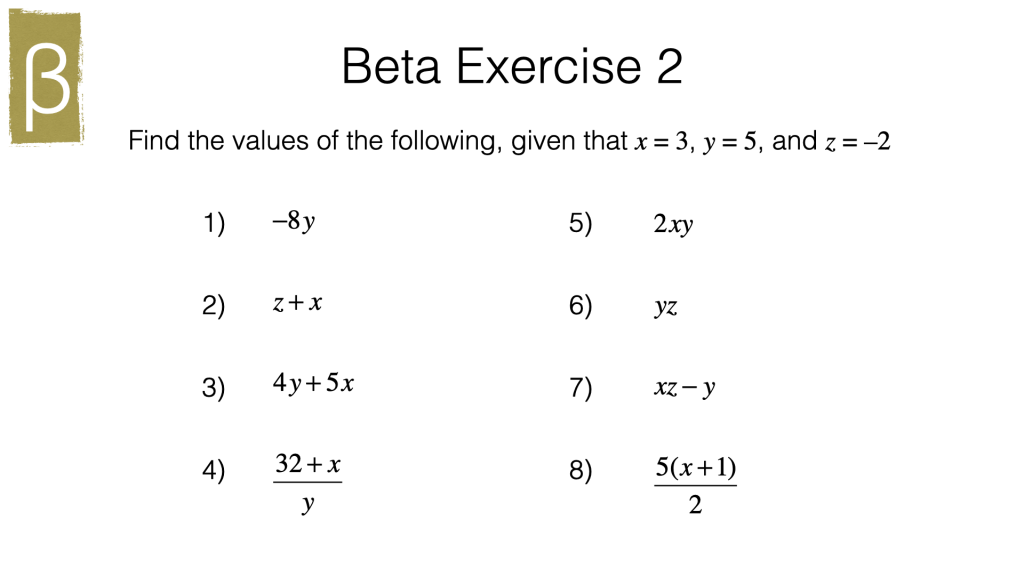 A2a – Substituting numerical values and expressions into formulae and ...