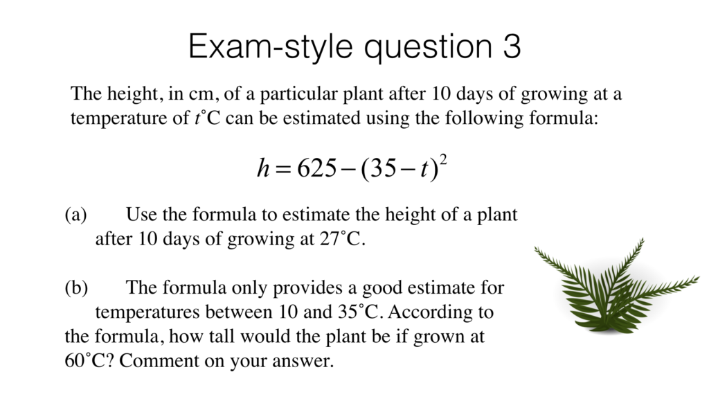 A2a – Substituting numerical values into formulae and expressions – BossMaths.com