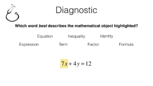 A3a – Understanding and using the concepts of expressions, equations, formulas, identities ...