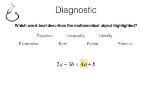 A3a – Understanding and using the concepts of expressions, equations, formulas, identities ...