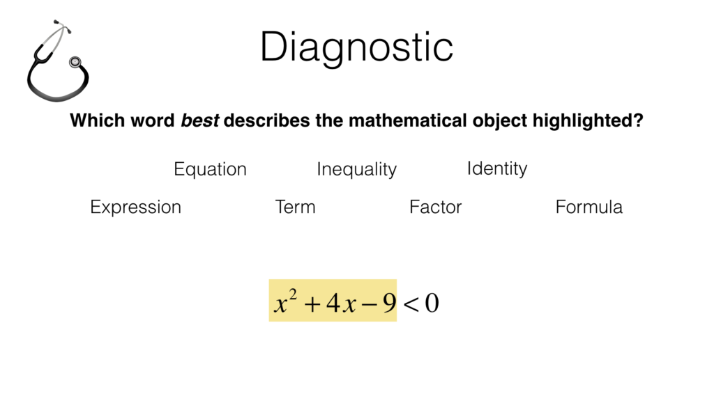 A3a – Understanding and using the concepts of expressions, equations, formulas, identities ...