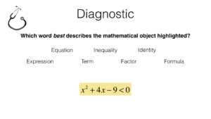 A3a – Understanding and using the concepts of expressions, equations, formulas, identities ...