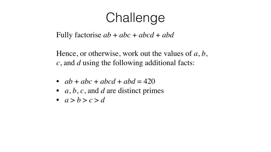 A4c – Factorising (basic) – BossMaths.com