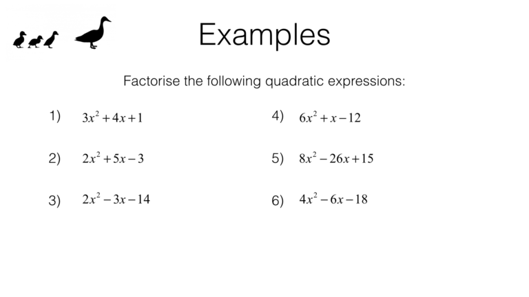 A4e – Factorising quadratics – BossMaths.com
