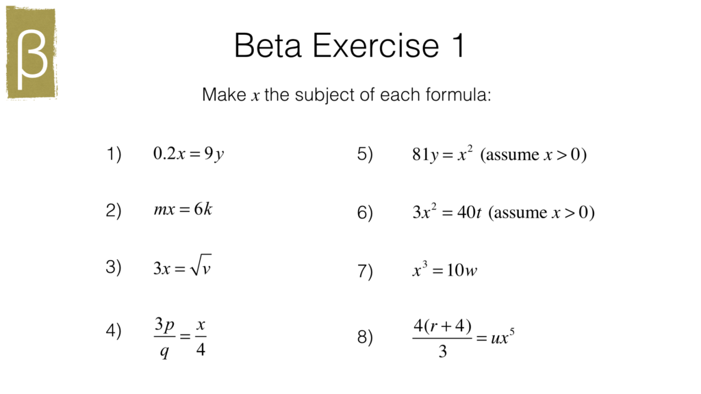 A5a – Rearranging formulas to change the subject – BossMaths.com