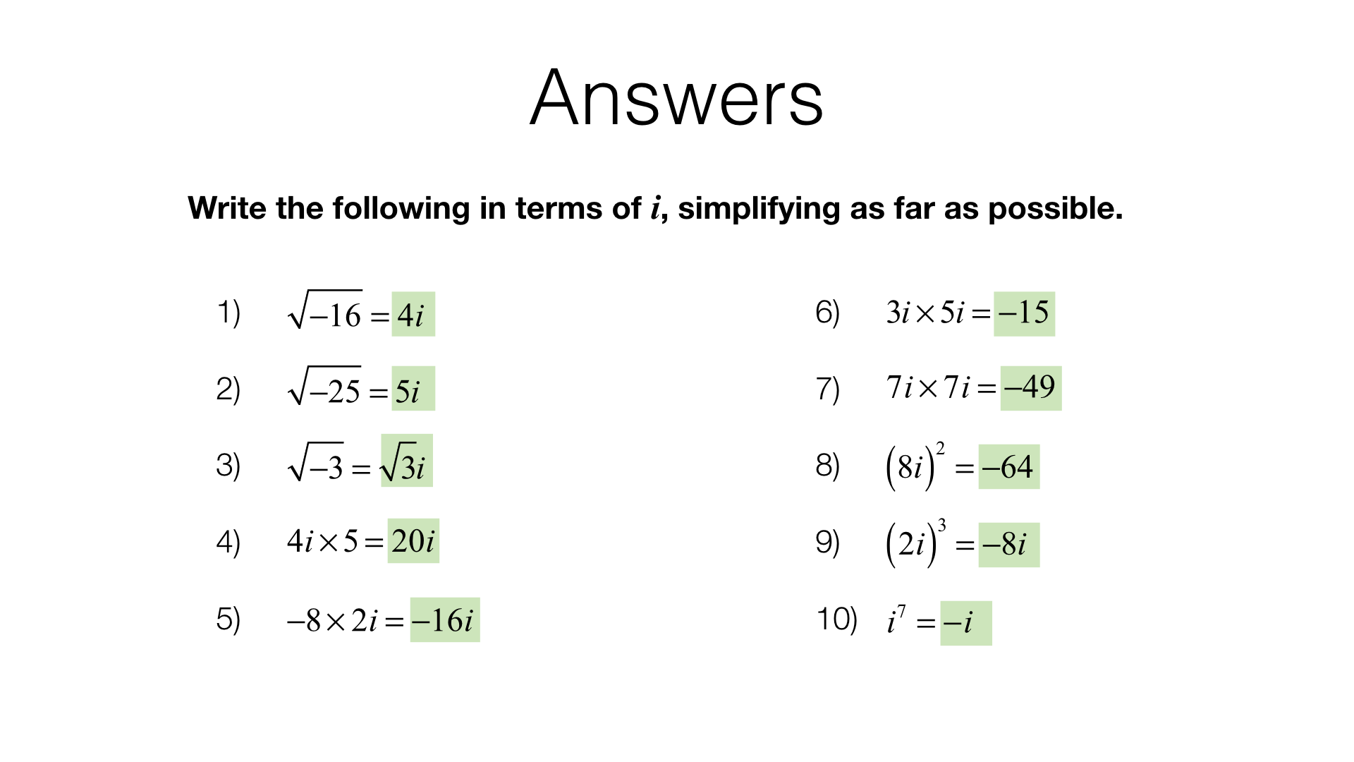 Enrichment 11 – imaginary.012 – BossMaths.com