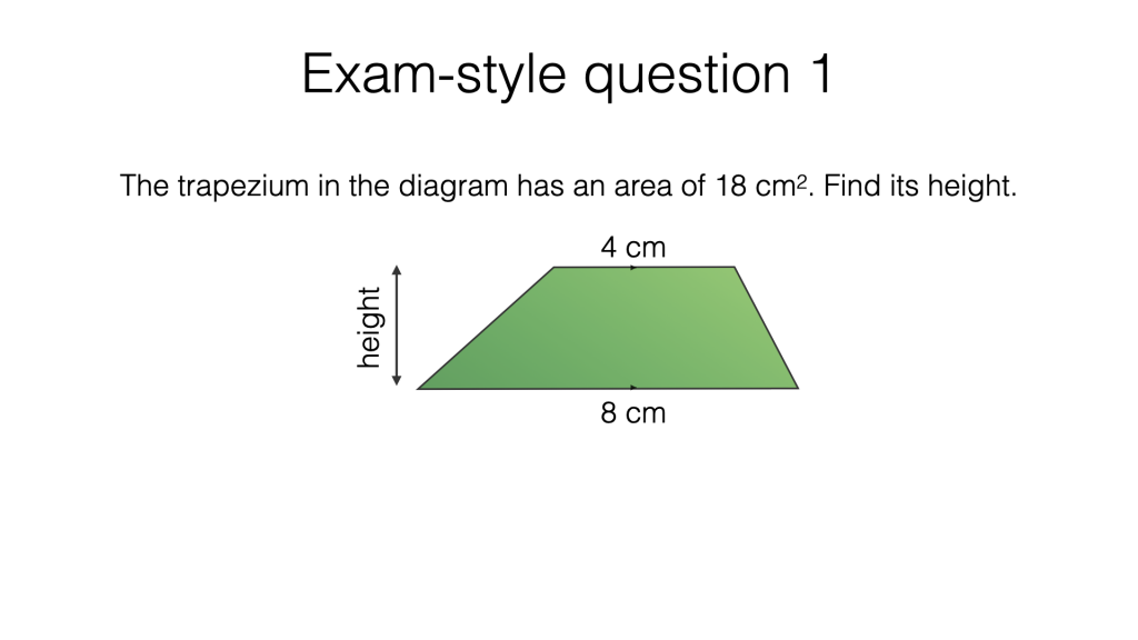 G16d – Area of a trapezium – BossMaths.com