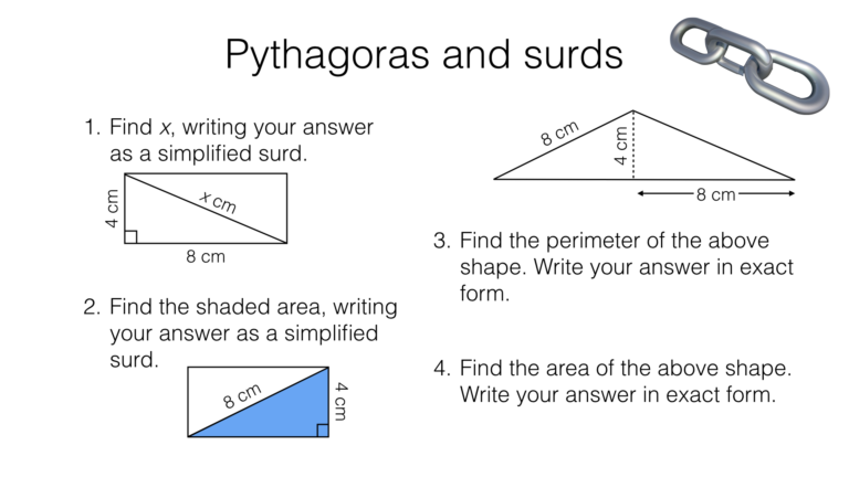 Pythagoras and surds assorted problems – BossMaths.com