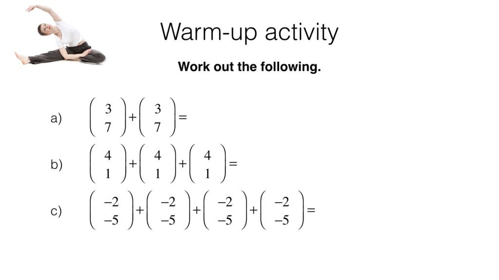 G25b – Multiplying column vectors by a scalar – BossMaths.com