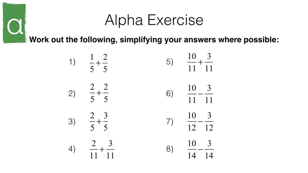 N2f – Applying the four operations to fractions – BossMaths.com