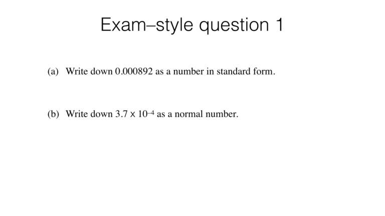 N9a – Converting between normal numbers and standard form – BossMaths.com