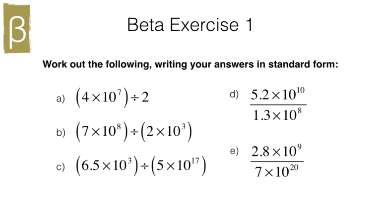 N9b – Multiplying and dividing in standard form – BossMaths.com