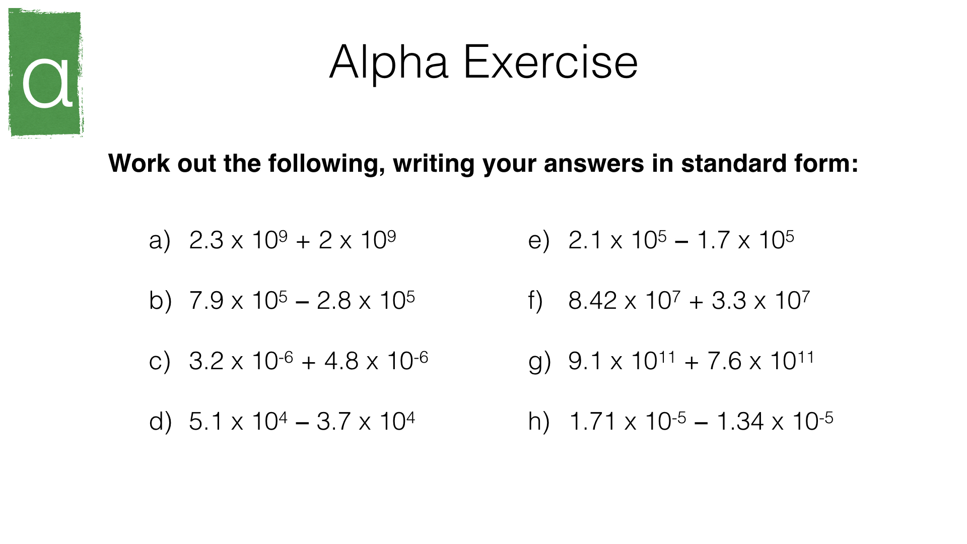N9c Adding And Subtracting In Standard Form BossMaths