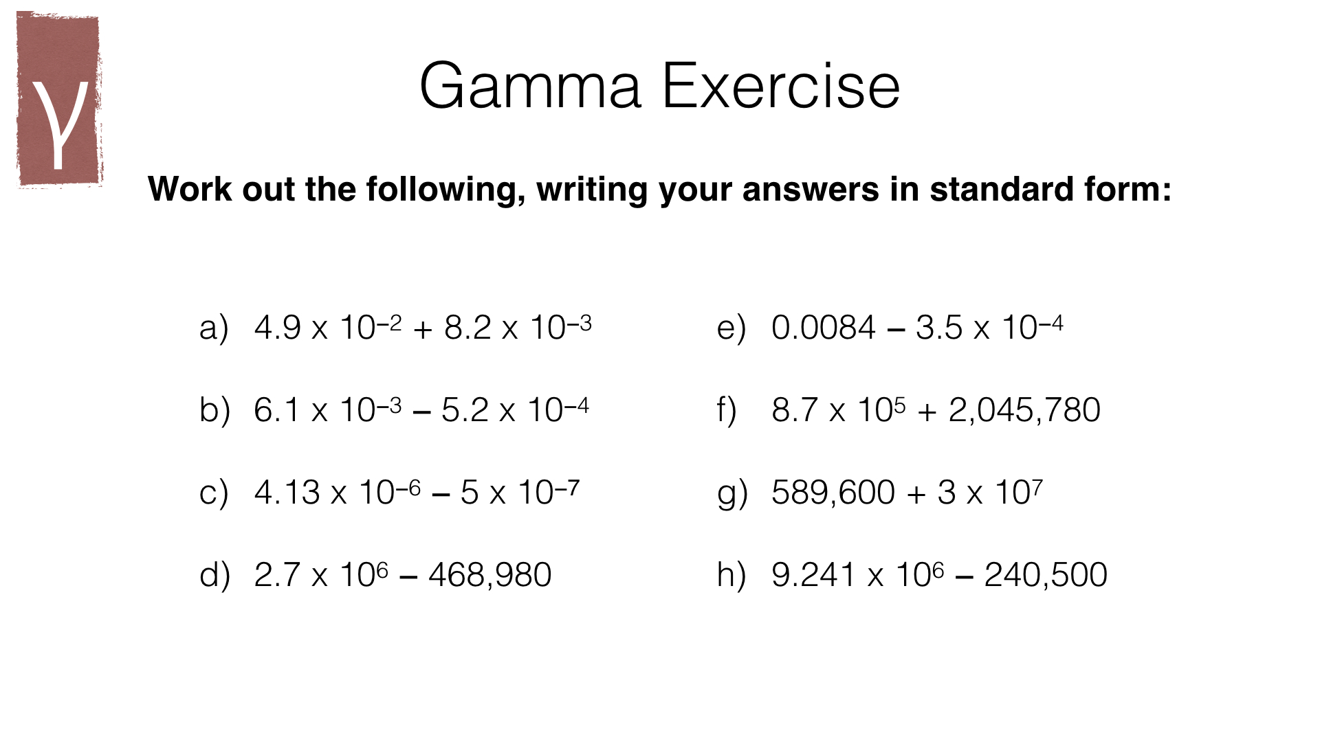 N9c Adding And Subtracting In Standard Form BossMaths