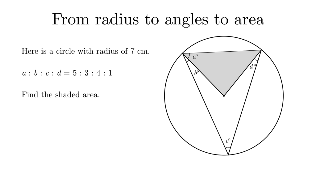 From radius to angles to area – BossMaths.com